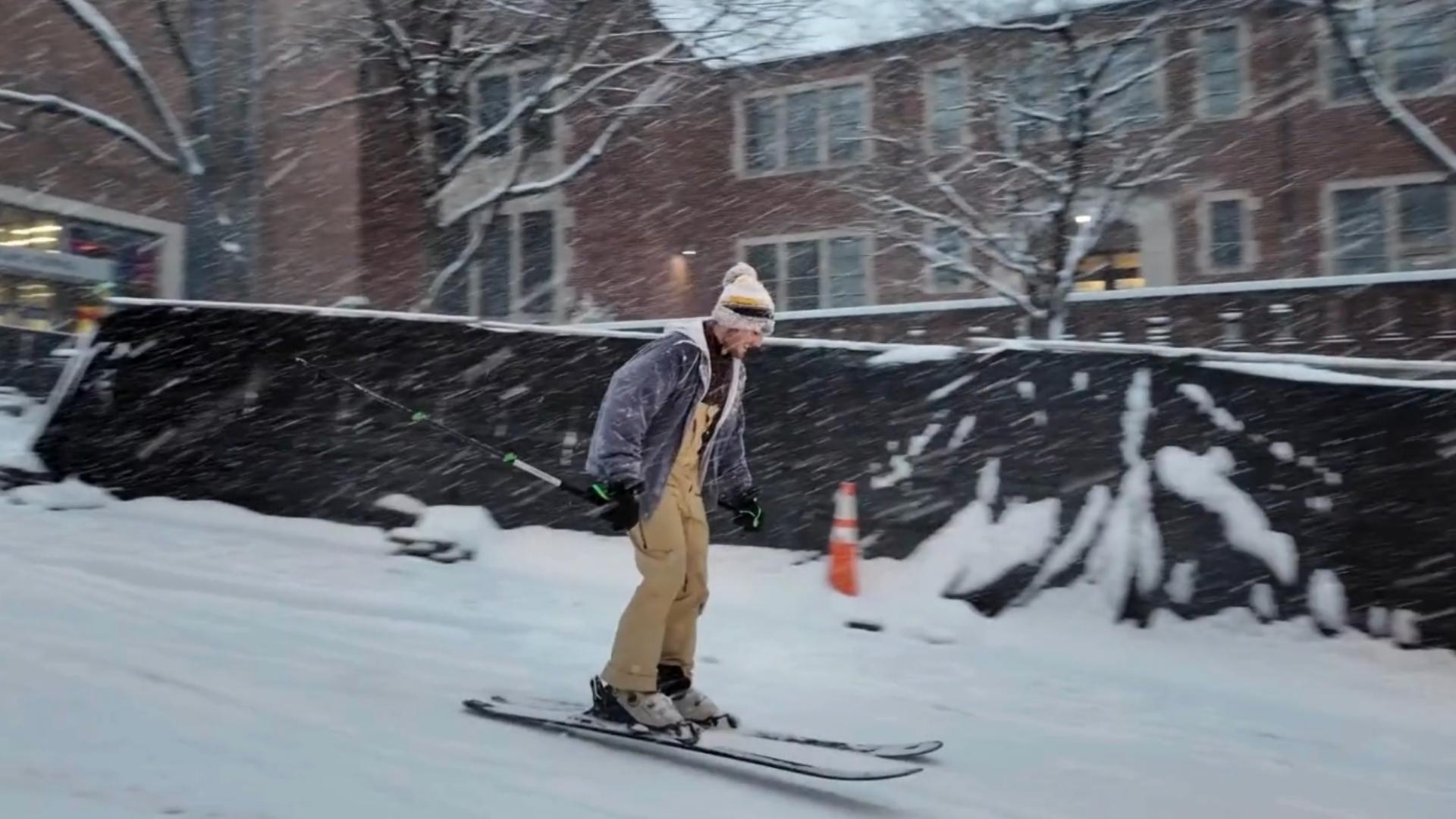 Snow skiing, snow boarding on Georgia Tech's campus