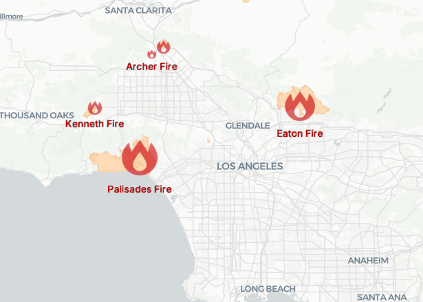 Mapa: ¿En dónde arden los incendios forestales en el condado de Los Ángeles?