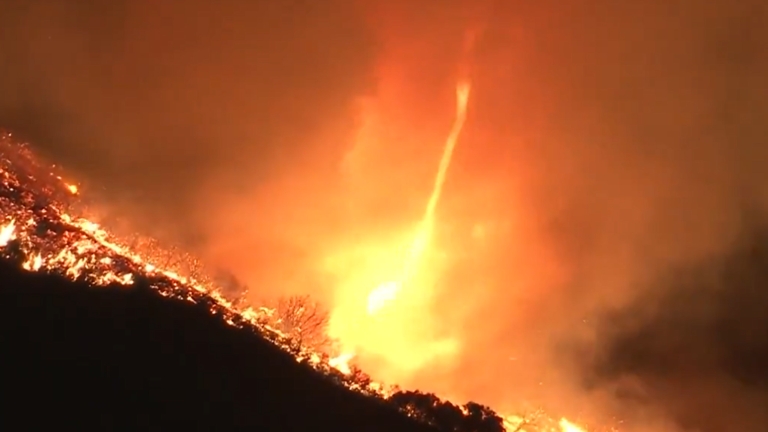 Watch: Rare 'firenado' swirls through Los Angeles as wildfires rage ...