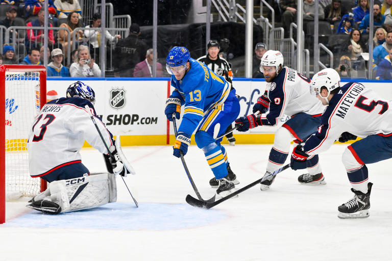 Jet Greaves leads Columbus Blue Jackets past St. Louis Blues for fourth ...
