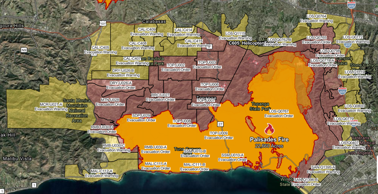 Where are mandatory evacuation orders for California wildfires? See LA maps.