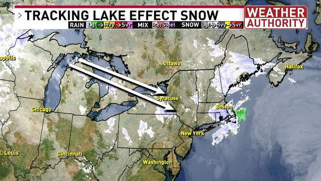 Minor lake effect snow tonight then heavier lake snow returns next week
