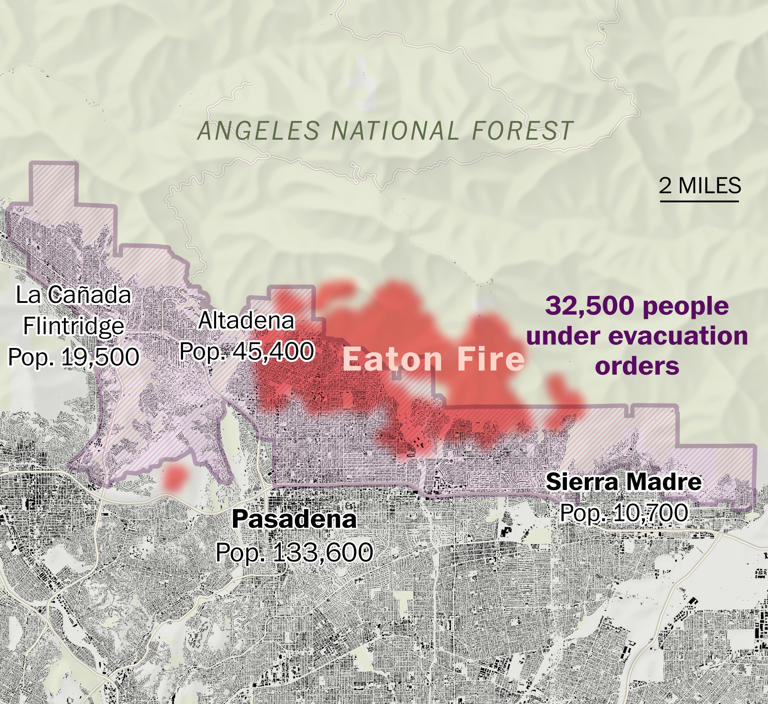 Mapping the L.A. wildfires from Palisades to Eaton and Hurst