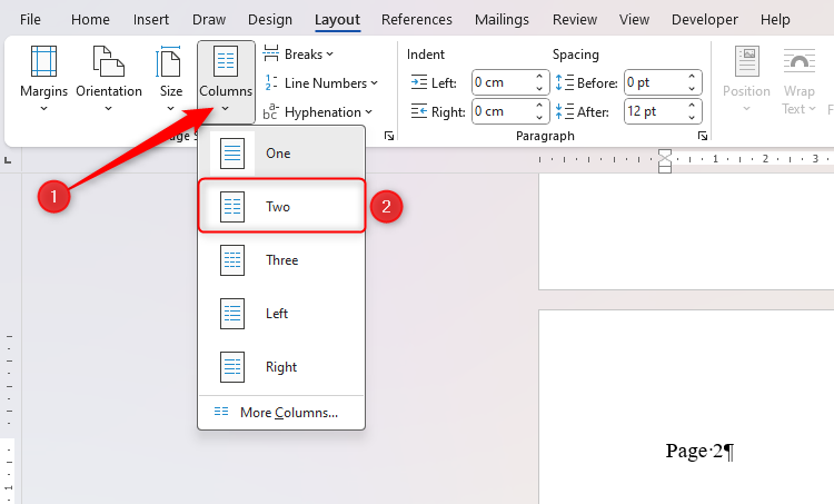 How to Use Columns in One Section of a Word Document