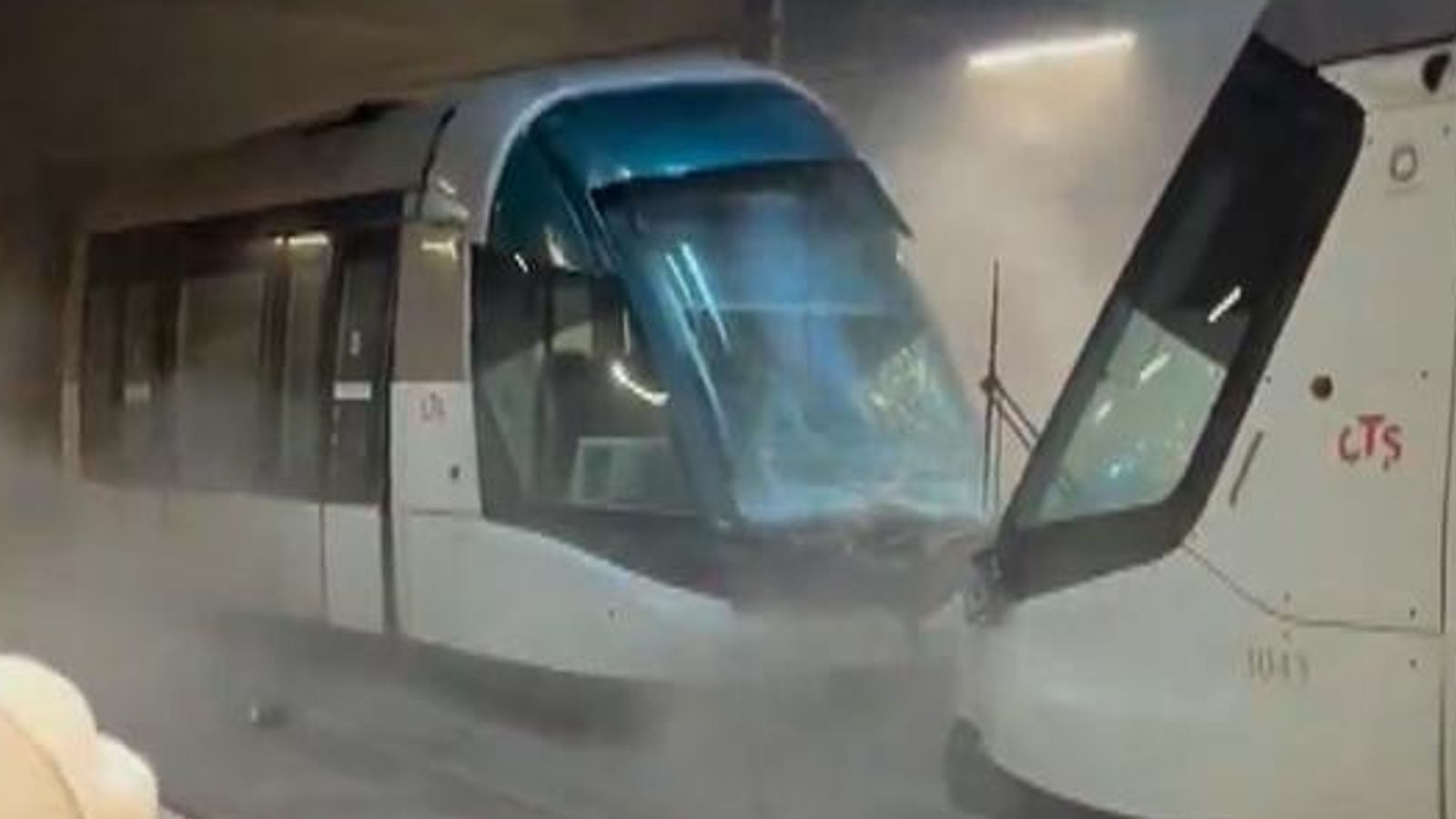 Dramatic footage shows aftermath of tram collision