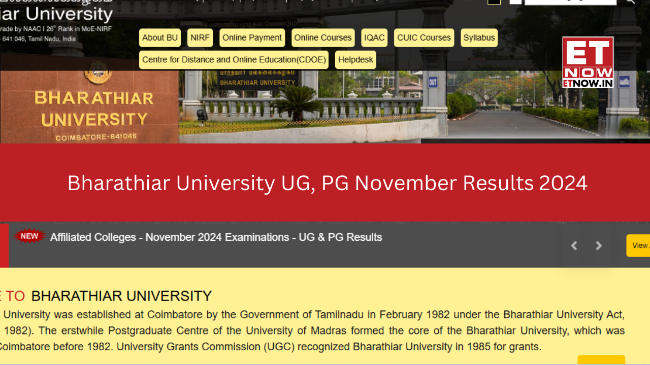 Bharathiar University November 2024 UG, PG Results OUT at b-u.ac.in ...