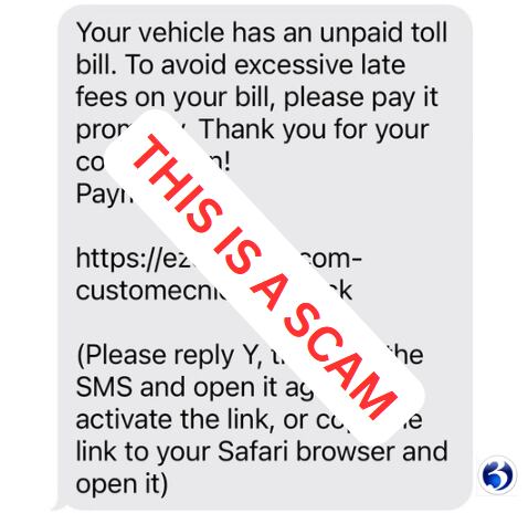 Watch out for text message scam about unpaid tolls
