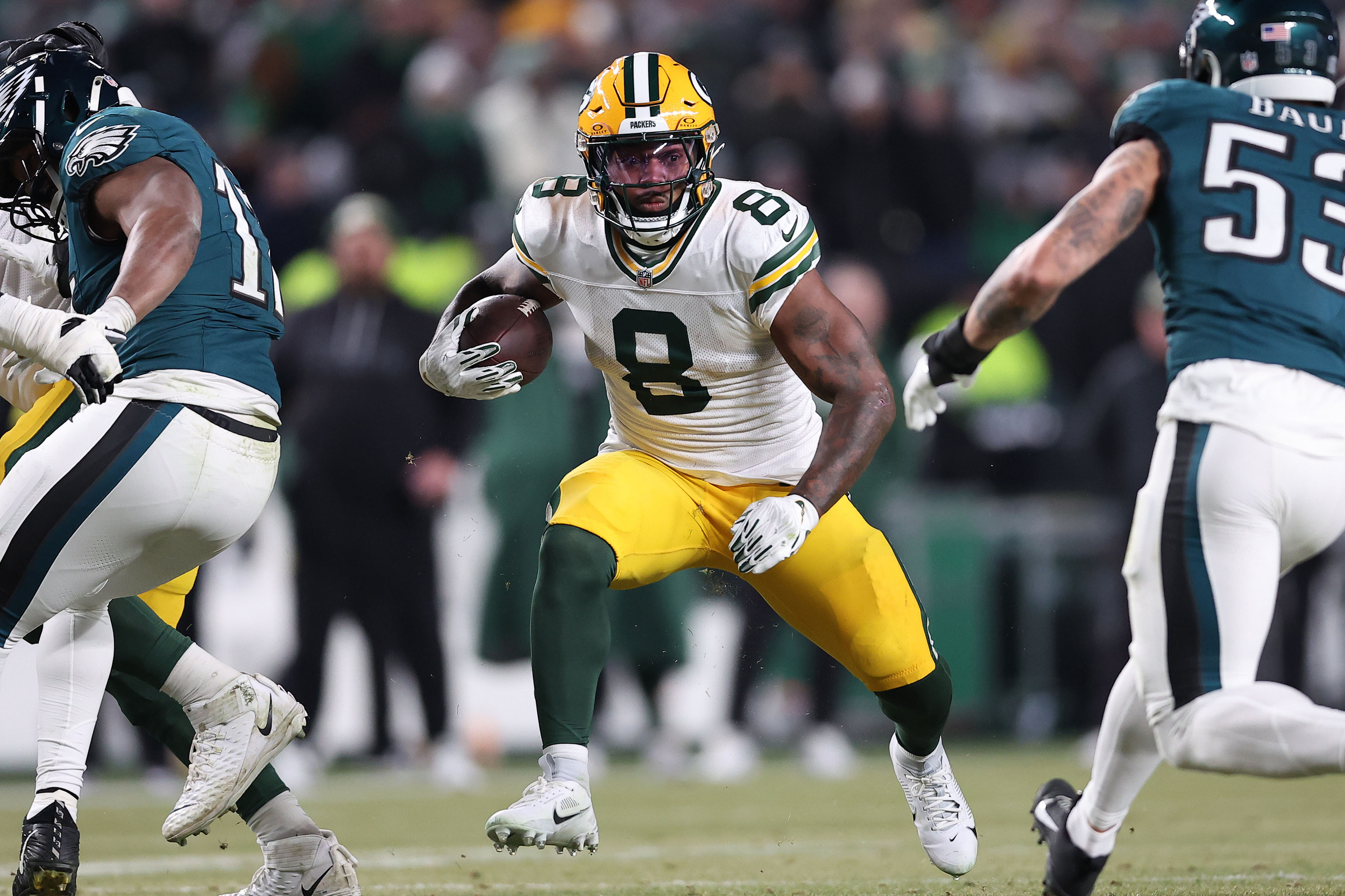 Watch: Packers RB Josh Jacobs plows through Eagles defense on 31-yard run