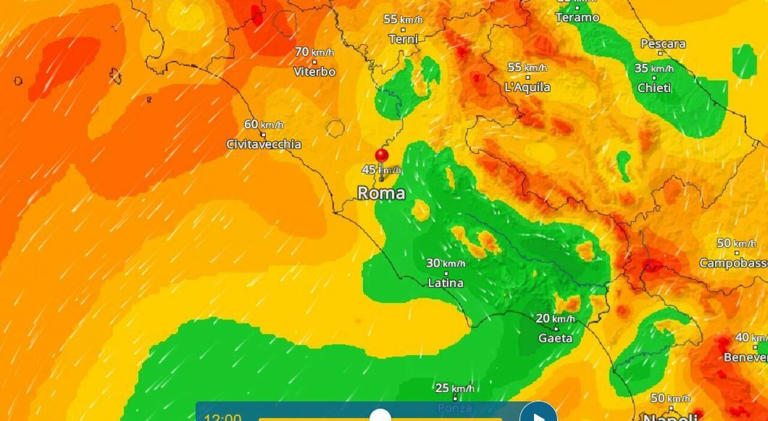 Maltempo Roma, scatta l'allerta meteo domani nel Lazio per vento forte: dove e quanto dura