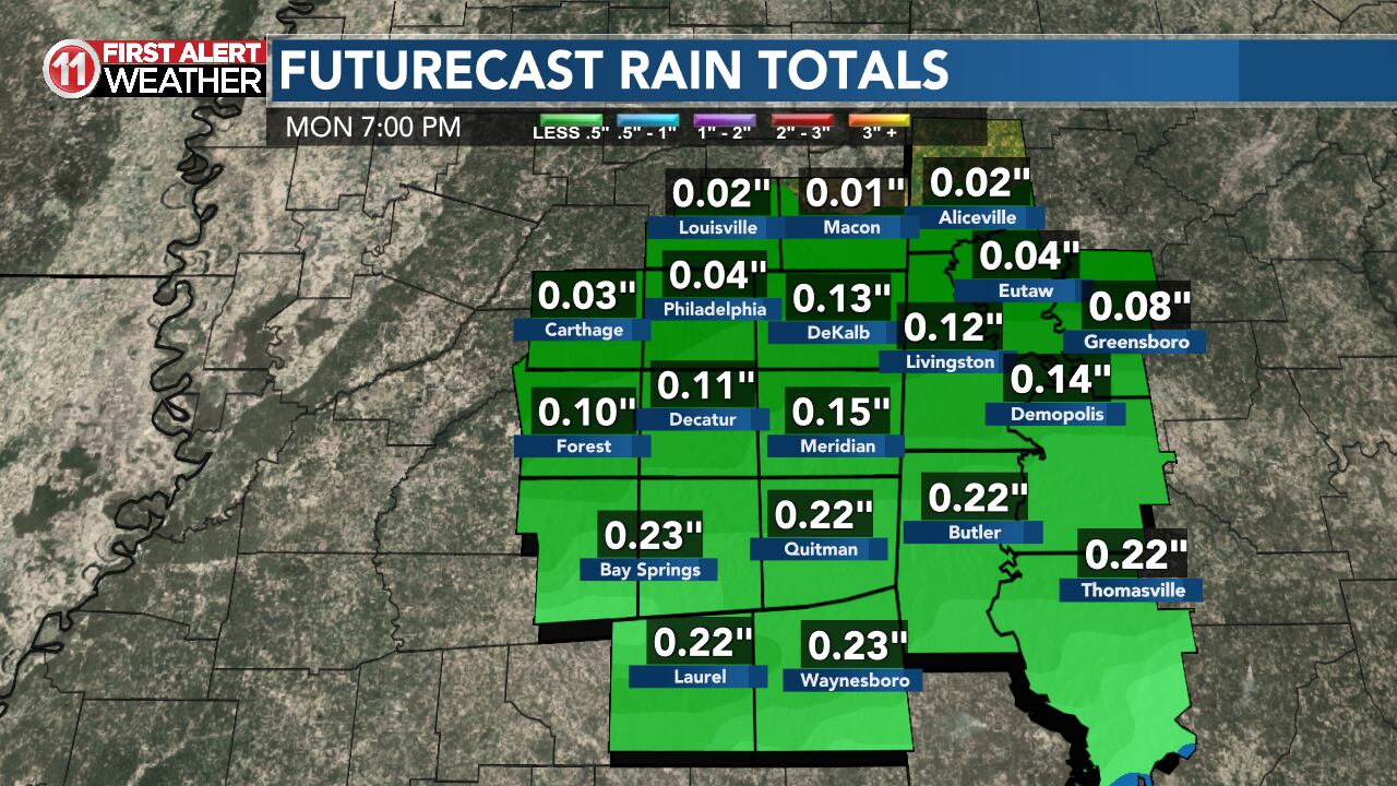 Sunday evening’s rain could lead to a soggy Monday morning