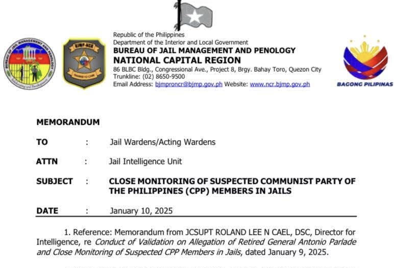 BJMP urged to retract memo based on Parlade's claim linking PDLs to ...