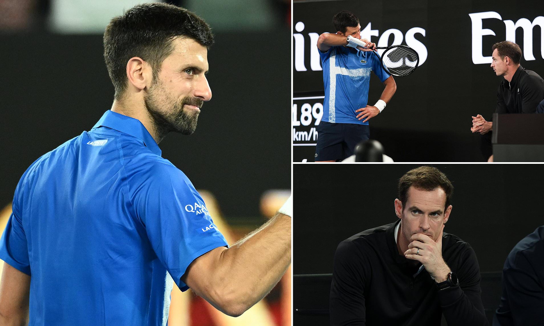 Speak up, Andy! Novak Djokovic tells new coach Murray to get more vocal in first match working ...