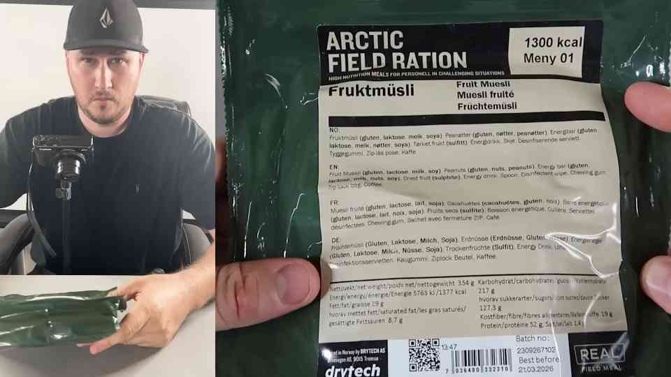 Tasting Norwegian Arctic Field Ration Menu #1 Military MRE Meal Ready ...