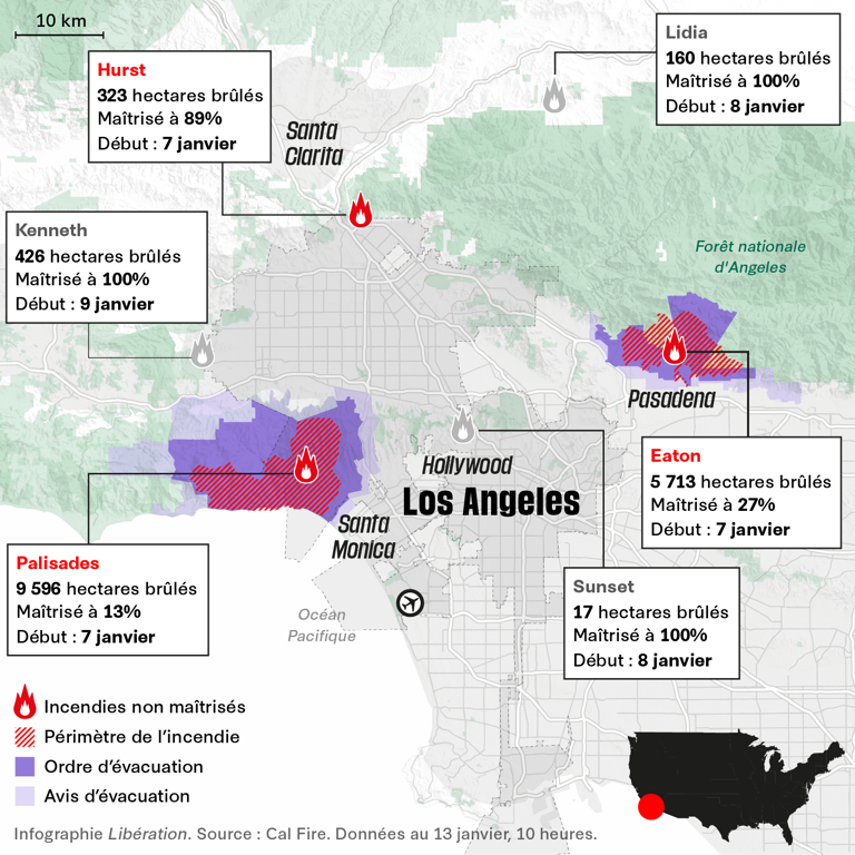 Incendies de Los Angeles : le bilan s’alourdit à 24 morts, des vents violents attendus