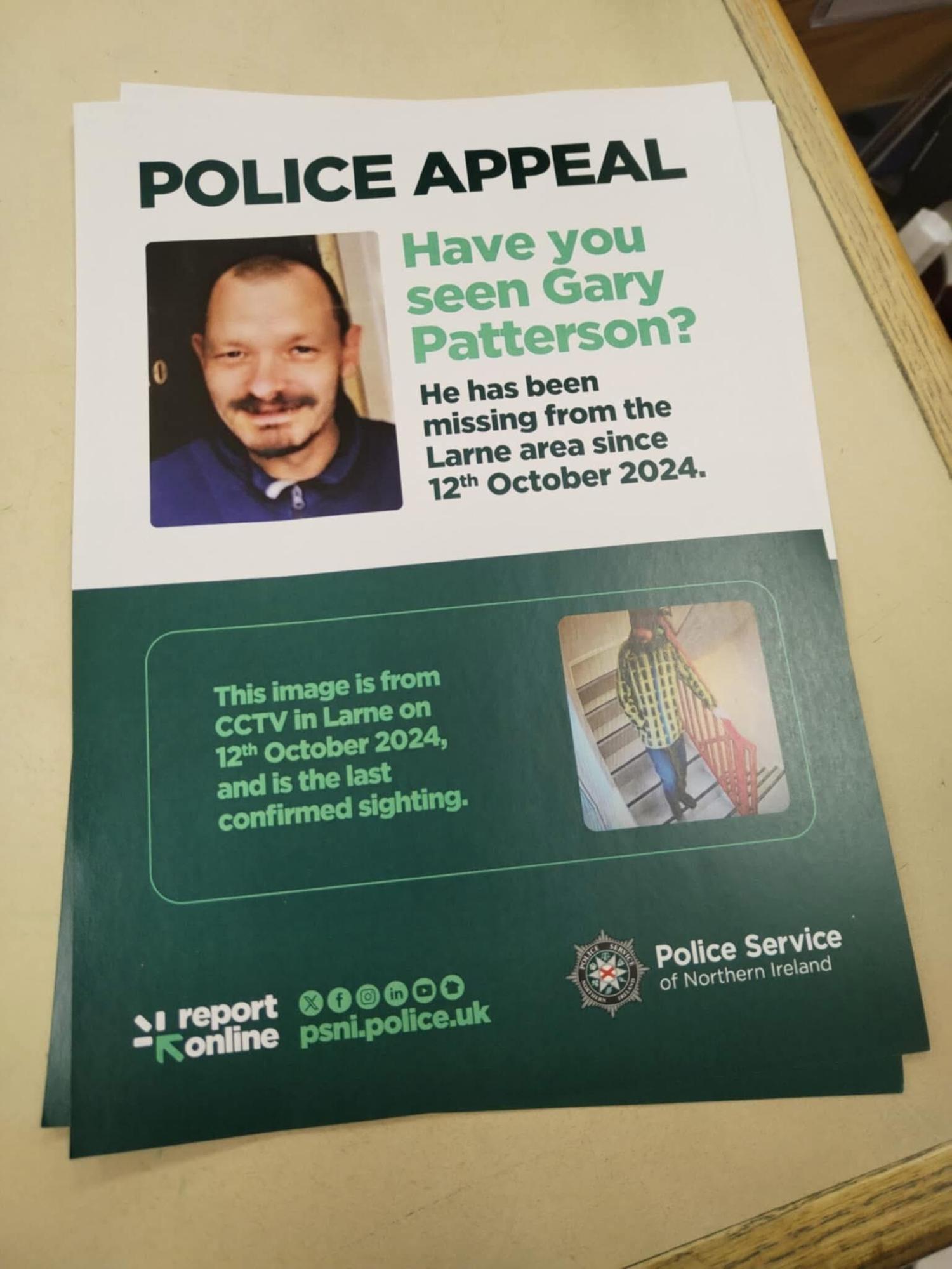 Police appeal for information on missing Larne man, Gary Patterson ...