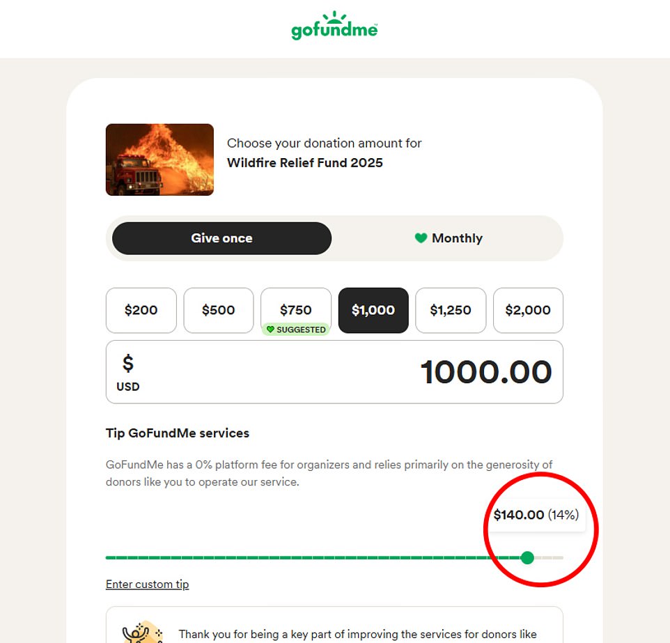 GoFundMe slammed for its fees on wildfire donations
