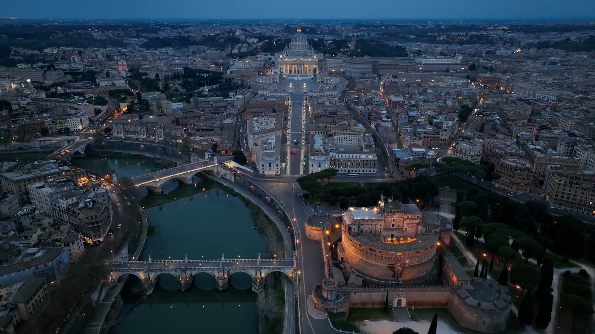 Rome's Night Skies by Drone: Colosseum & Basilica in Lights