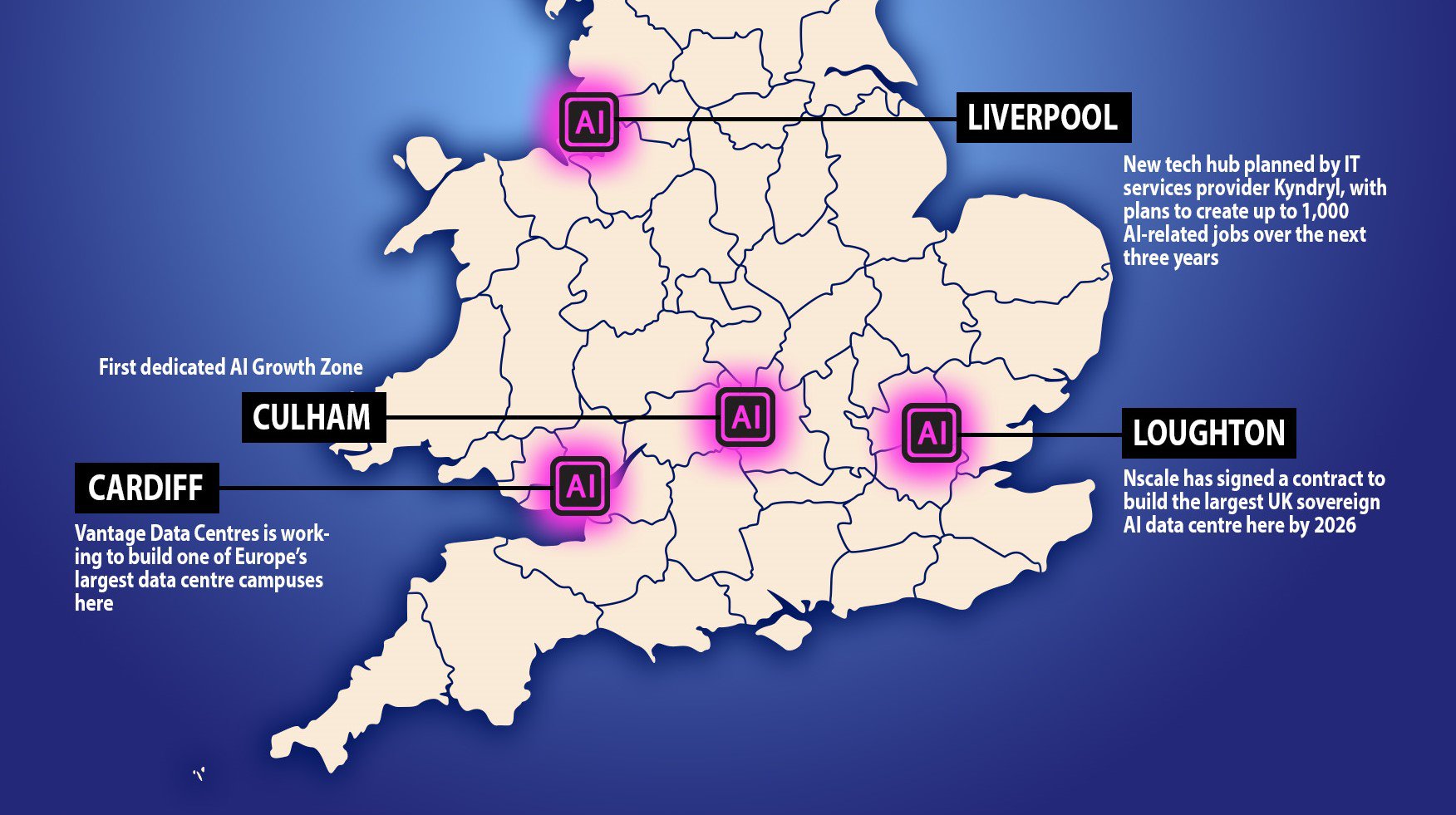 Map shows where £14,000,000,000 will be spent to make the UK a tech ...