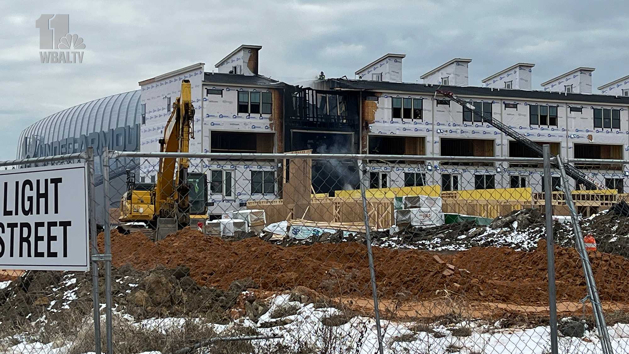 Fire fully engulfed residential building under construction