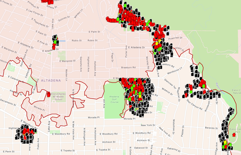 Map Of Homes Destroyed In Eaton Fire