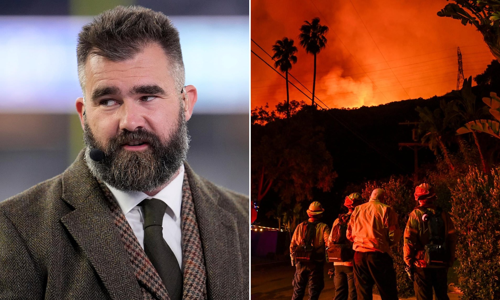 NFL fans praise Jason Kelce for his tribute to Los Angeles firefighters ...