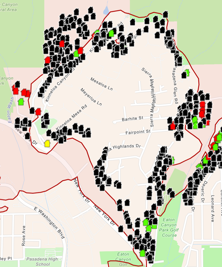 Map Of Homes Destroyed In Eaton Fire