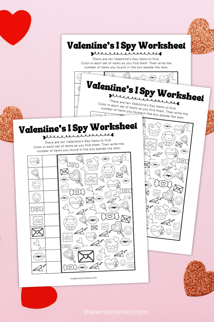 Free Valentine's I spy printable activity for kids