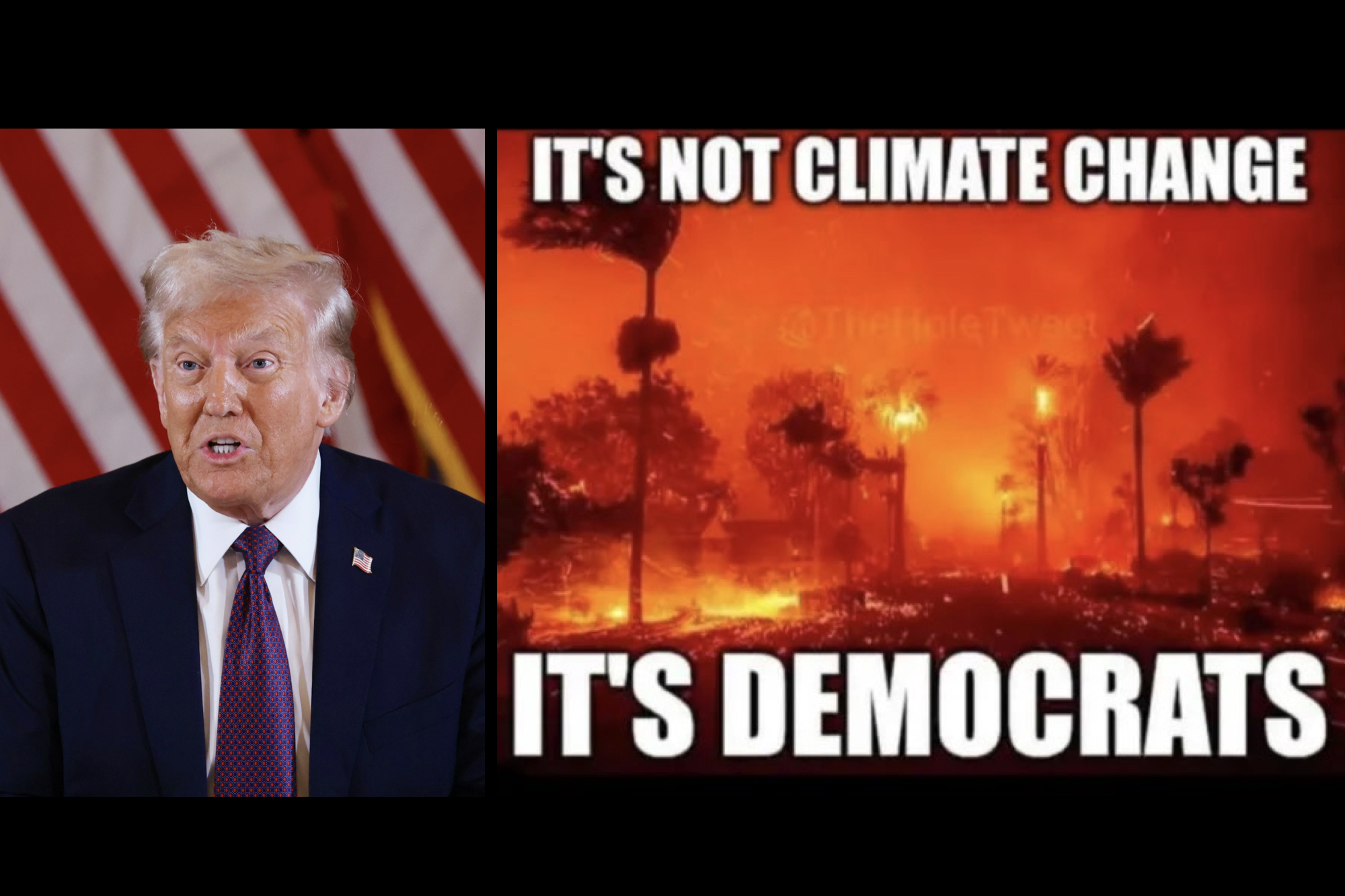 Trump Uses LA Fire Memes to Target Left: 'It's Not Climate Change, It's ...