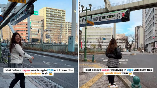 Indian influencer finds gravity-defying upside down train in Japan ...
