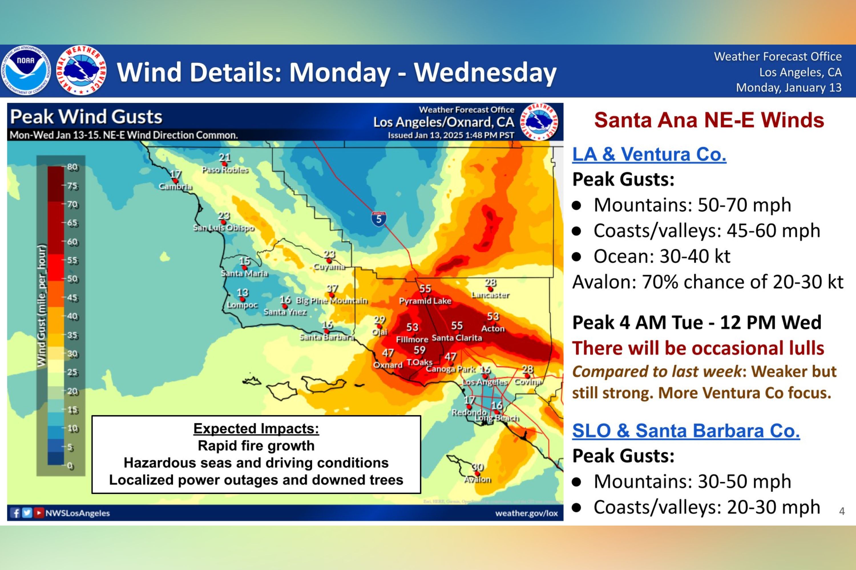 Wind Map Shows LA, Oxnard Areas Being Hit Hardest