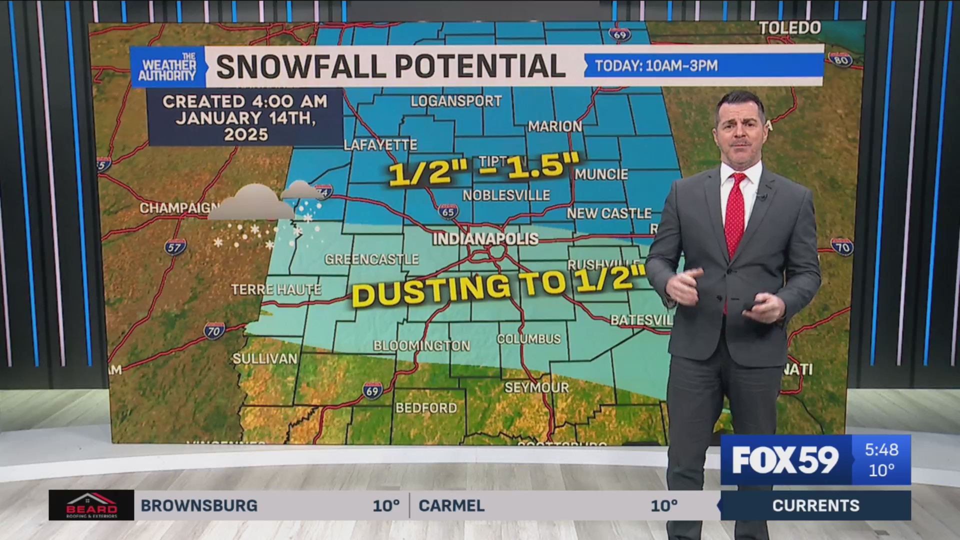 Clipper system brings light snow, arctic blast to central Indiana