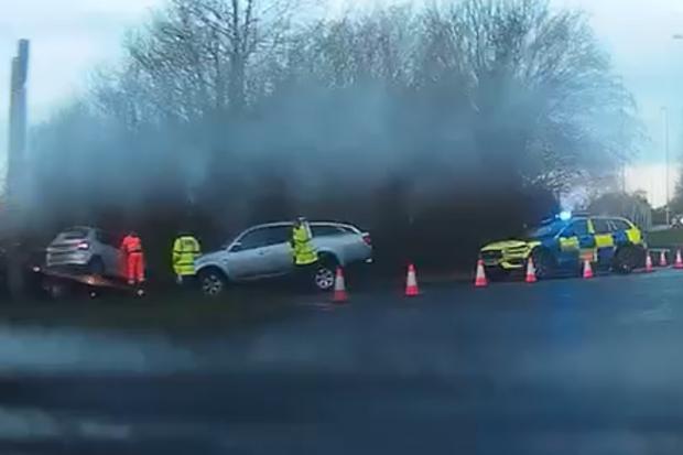 Two vehicles involved in crash at Basingstoke roundabout