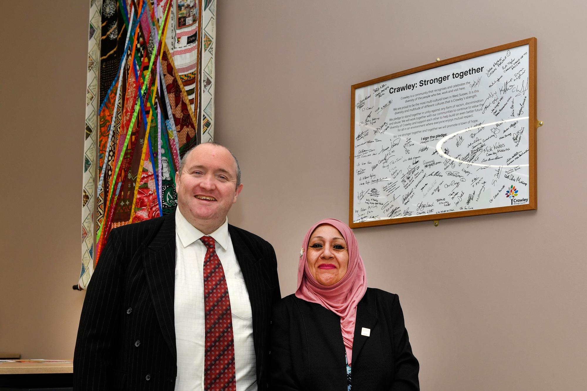 Unity pledge now on display at Crawley Town Hall