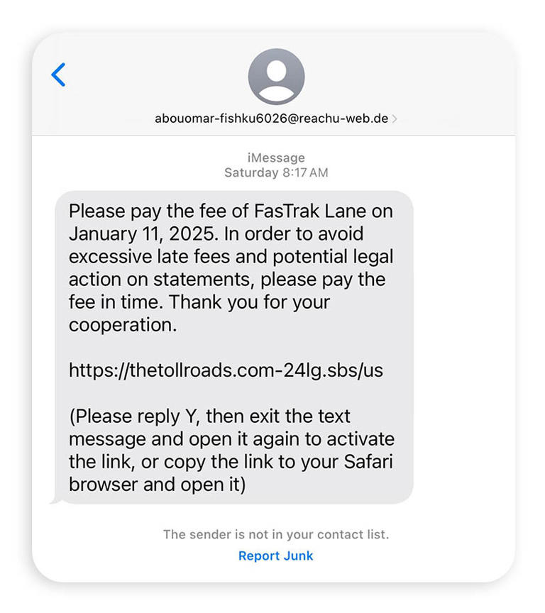 Got a text about an unpaid toll? It’s almost definitely a scam.