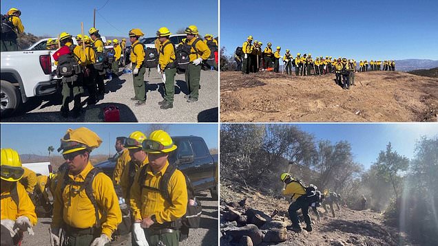 Mexican firefighters begin their first day of duty in Los Angeles