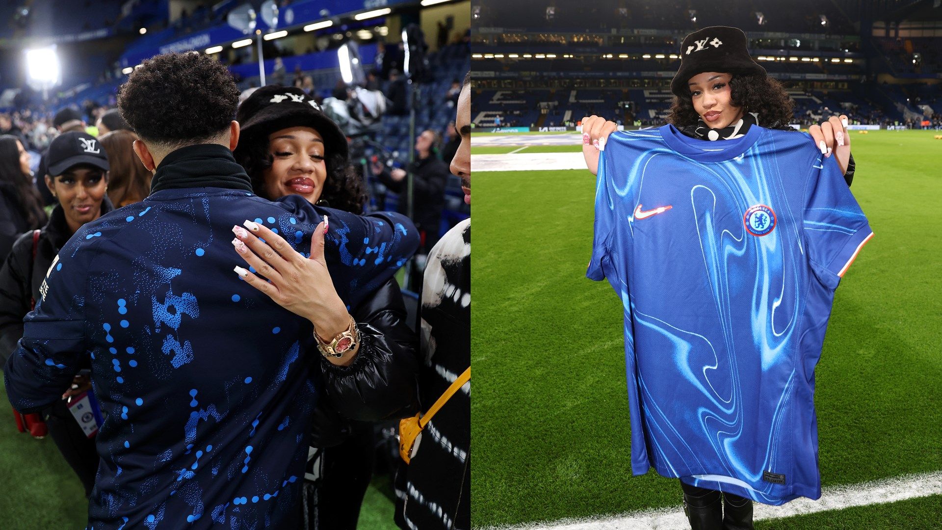 American rapper Saweetie hugs Jadon Sancho on visit to Chelsea for ...